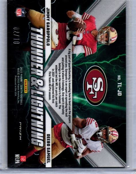 Panini Zenith Jimmy Grappolo Deebo Samuel Gold 10 Ssp Ebay