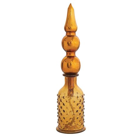 Creative Co Op Amber Embossed Glass Bottle