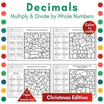 Multiplying Dividing Decimals By Whole Numbers Color By Number Christmas
