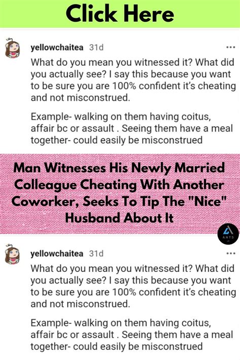 Man Witnesses His Newly Married Colleague Cheating With Another