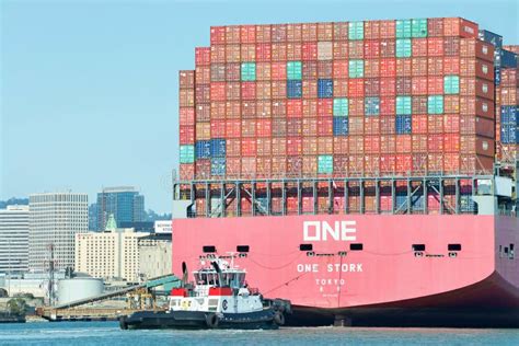 Cargo Ship One Stork Entering The Port Of Oakland Editorial Photo