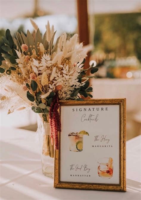 Watercolor Signature Cocktail Sign Etsy
