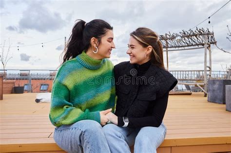 Tender Moment Between Positive Lesbian Women Stock Image Image Of