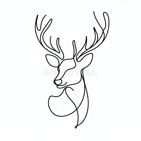 One Line Deer Symbol With Antlers Stock Illustration Illustration Of Outline Horn 373370211