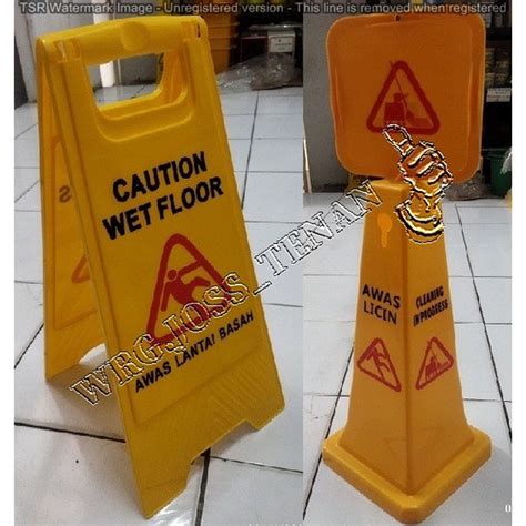 Jual Wet Floor Sign Warning Sign Papan And Cone Kerucut Awas Lantai