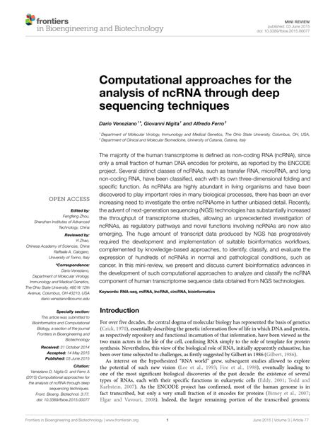 Pdf Computational Approaches For The Analysis Of Ncrna Through Deep