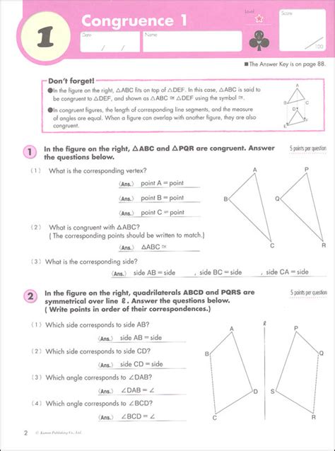 Geometry Workbook Kumon Middle School Geometry Series Kumon