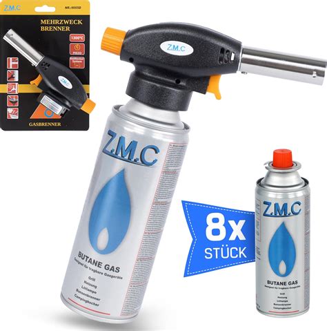 Z M C Gasbrenner 8x Gaskartuschen 227g Flambierbrenner Temperatur