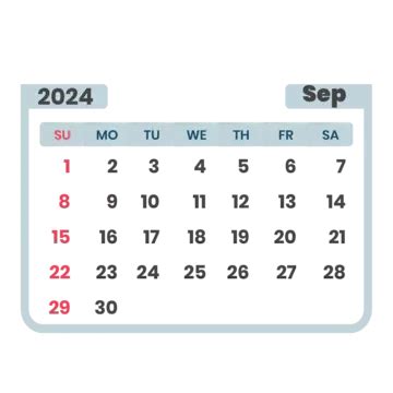 Calendario Creativo Diseño Septiembre 2024 Vector PNG Septiembre 2024