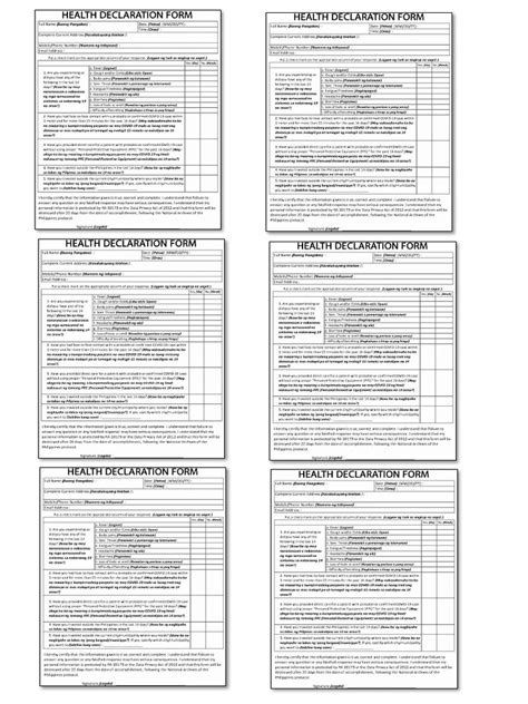 Health Declaration Form Pdf