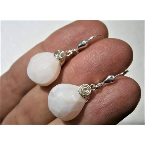 Ohrringe 925er Silber Mit Pink Opal Pastell Rosa Facettierte