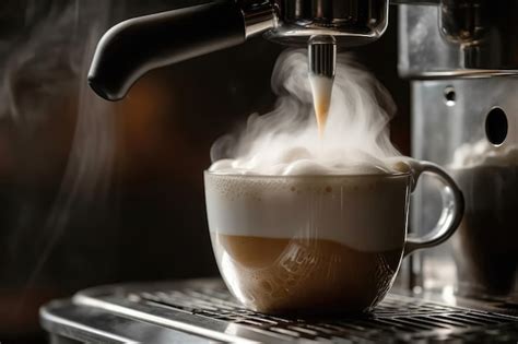 Premium Ai Image Closeup Of Espresso Machines Steam Wand Frothing