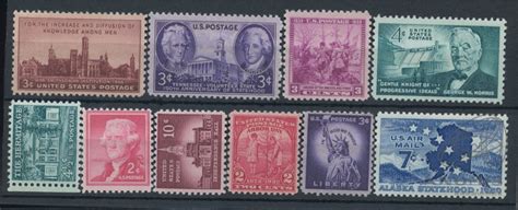 Лот негашёных марок 10 шт 1932−1961 США Лот №4708 Аукцион №243