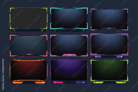 Live Streaming Overlay Design Collection For Screen Panels Futuristic Green Purple And Orange