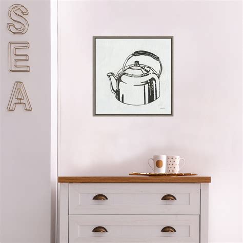 Retro Tea Kettle Kitchen By Kathrine Lovell Canvas Art Framed