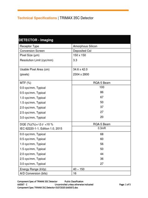 Component Spec Trimax 35c Detector 10102019 Aj6567 Pdf Physical