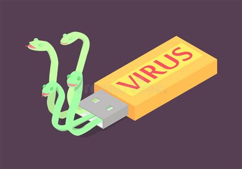 Computer Virus On Flash Usb Drive Stock Vector Illustration Of