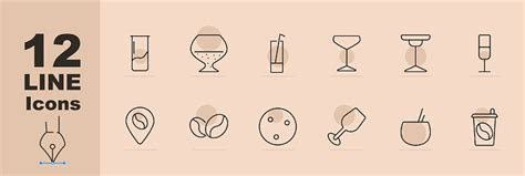 바 및 커피 세트 아이콘 음료 잔 잔 셰이커 마티니 샴페인 플루트 위치 콩 차 커피 콜드 브루 라떼 아트 칵테일 바 음료 커피 라떼에 대한 스톡 벡터 아트 및 기타 이미지