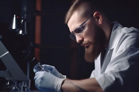 Premium Photo Man In Lab Doing Experiments Close Up
