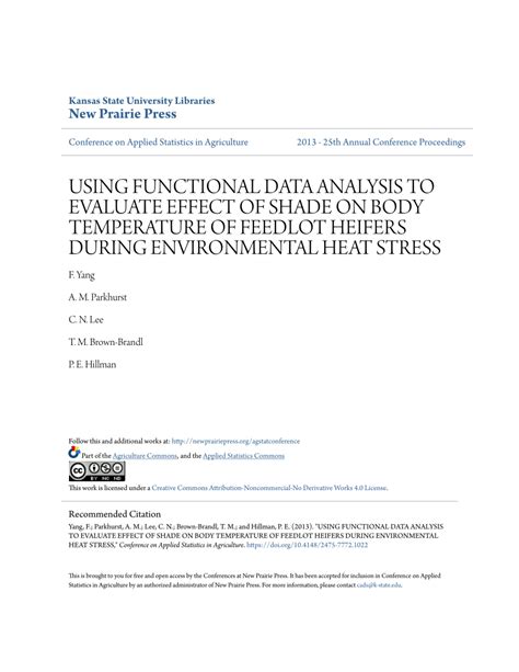Pdf Using Functional Data Analysis To Evaluate Effect Of Shade On Body Temperature Of Feedlot