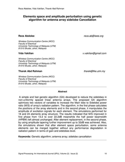 Elements Space And Amplitude Perturbation Using Genetic Algorithm For Antenna Array Sidelobe