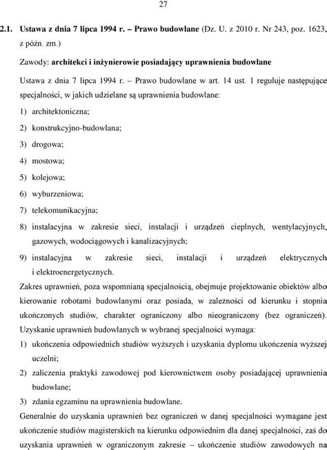 2 Uzasadnienie zmian w poszczególnych ustawach Projekt ustawy stanowi