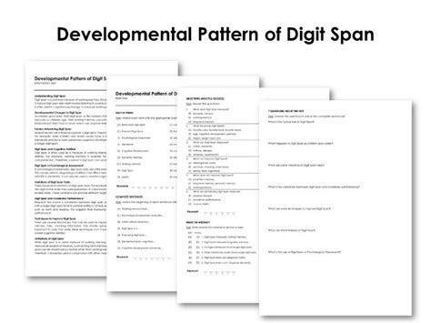Developmental Pattern Of Digit Span Teaching Resources