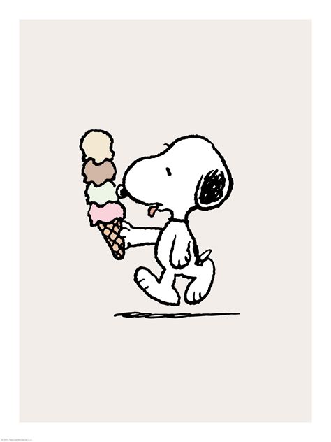 Snoopy Eating Ice Cream Børneplakat Poster Store Dk