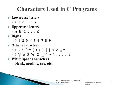 Datatype And Operators Used In C Programming Ppt