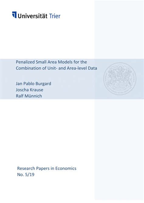 Pdf Penalized Small Area Models For The Combination Of Unit And Area