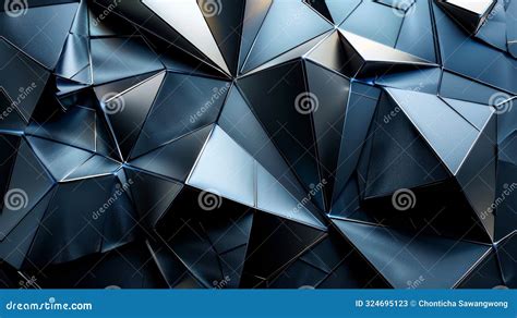 Abstract Geometric Background With Sharp Metallic Triangles In Shades Of Blue Stock