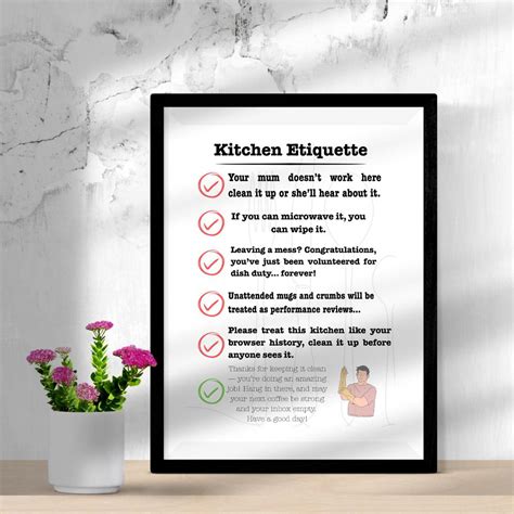 Kitchen Rules Office Kitchen Rules Workplace Etiquette Poster Office Kitchen Sign Shared Kitchen