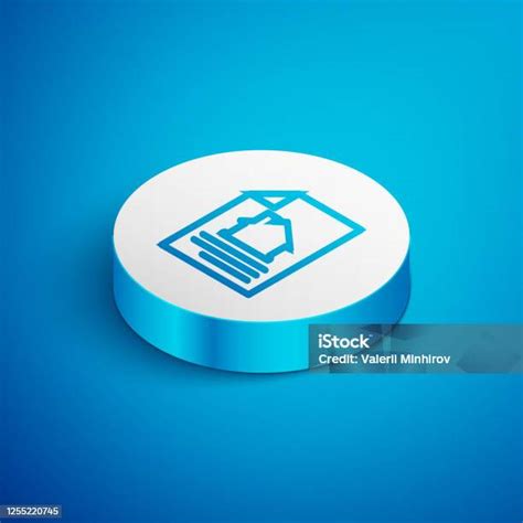 파란색 배경에 격리 된 등색 라인 하우스 계약 아이콘 계약 생성 서비스 문서 형성 응용 프로그램 양식 구성 흰색 원 버튼 벡터