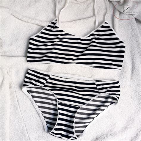 Blue And White Striped Panties Etsy