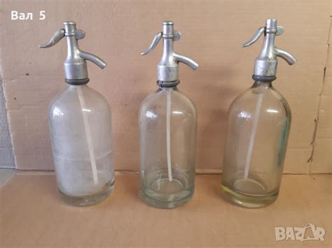 Стар стъклен сифон за газирана вода Русе Сифони 3 броя в