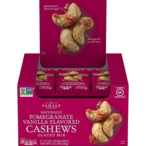 Sahale Snacks Pomegranate Vanilla Flavored Cashews Glazed Mix Ounce Pack Of