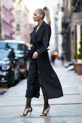 Elsa Hosk Prob Naked Under Her Trench Coat With Stockinged Heels In