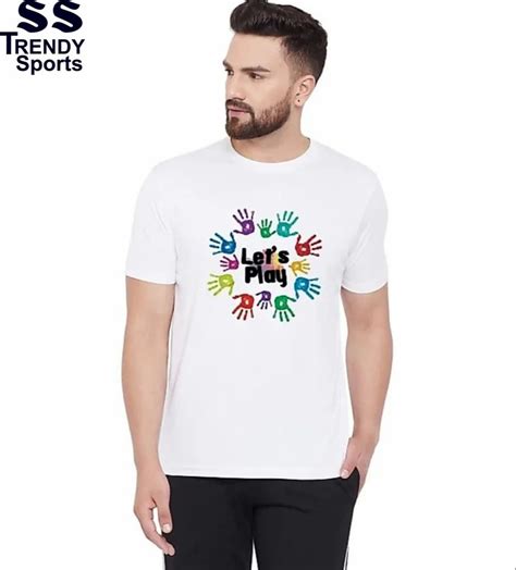 White Men Hosiery Holi Round Neck T Shirt Half Sleeves Printed At Rs