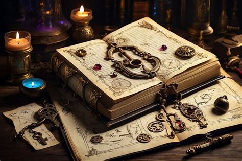 Premium Photo Wizard Spell Book With Keys Of Secrets