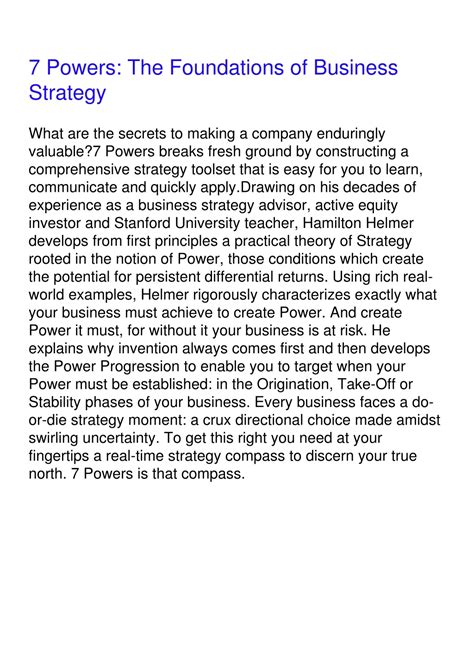 Ppt [pdf Read Online] 7 Powers The Foundations Of Business Strategy
