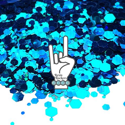 Peacock Chunky Mix Glitter Resin Rockers