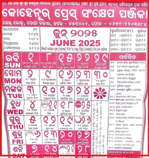 Odia Kohinoor Calendar 2025 January Month Flor Nettie