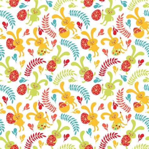 Seamless Pattern Of Easter Bunnies Stock Vector Illustration Of Holidays Color 49907922