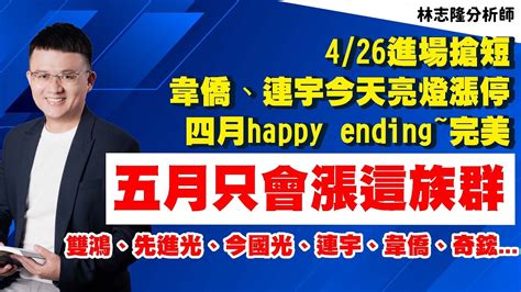 理周tv 20230428盤後 林志隆 股動人生／426進場搶短韋僑、連宇今天亮燈漲停四月happy Ending~完美五月只會漲這族群雙鴻