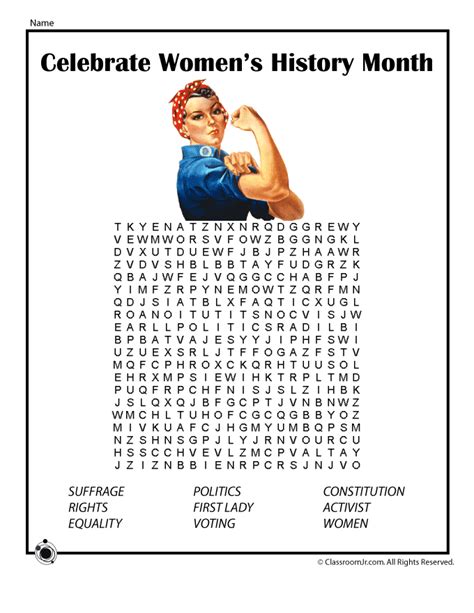 Women S History Month Word Search Printable Word Search Maker