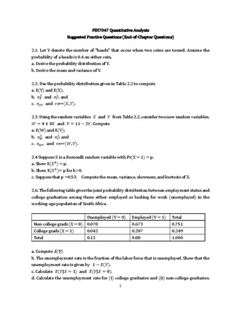 Fin7047 Practice Questions Chapters 2 To 6 Intro To Econometrics
