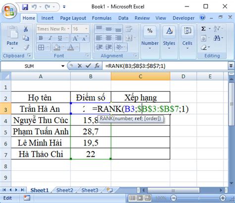 Cách Xếp Hạng Trên Excel Bằng Hàm Rank TỰ HỌc Excel