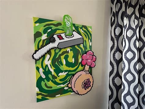 Rick And Morty Inspired Portal With Plumbus Portal Gun Perler Melty Bead