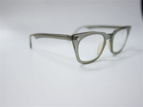 Vintage 1960s Bausch And Lomb Gray Horn Rimmed 50 24 Eyeglass Frames