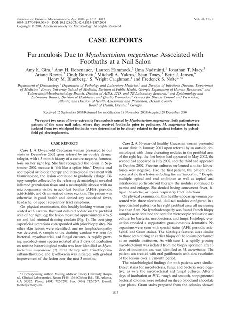 Pdf Furunculosis Due To Mycobacterium Mageritense Associated With